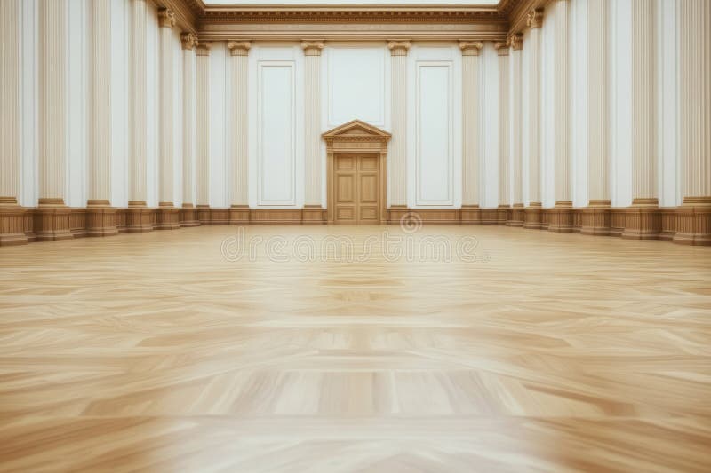 Spacious Interior of a Classic Hall Featuring Elegant Wooden Floors and ...