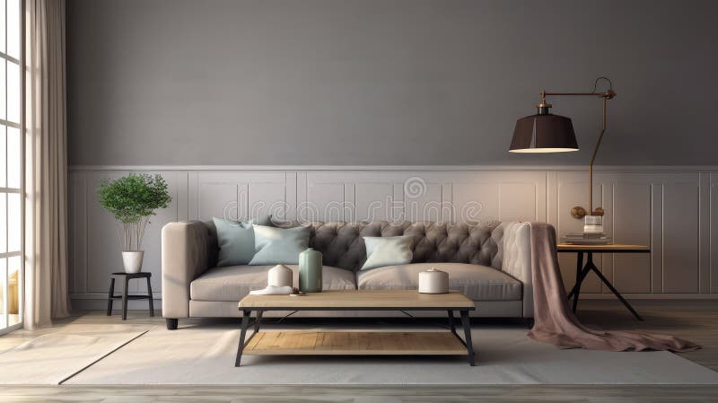 Unique Interior Design with Large Sofa and Elements of Decoration Ai ...
