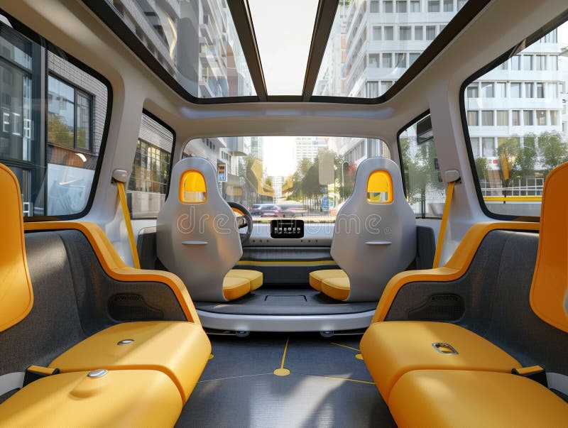 Spacious Interior View of a Compact Electric Car Tailored for Elderly ...