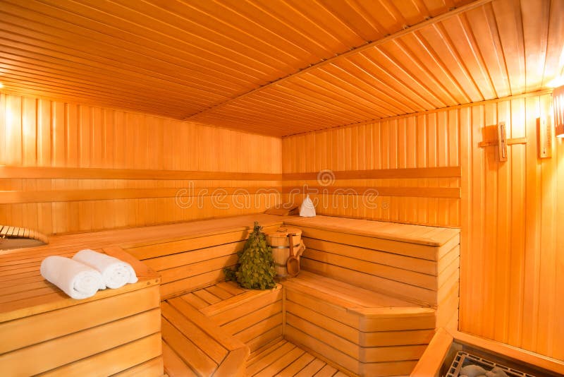 Spacious Interior of Wooden a Steam Room Stock Photo - Image of birch ...
