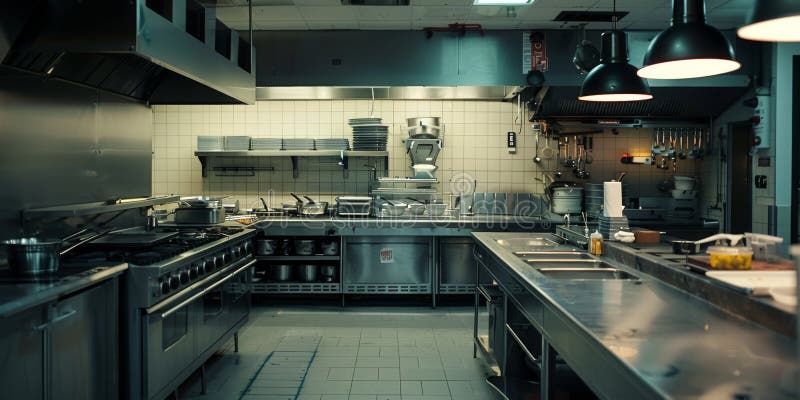 Spacious Kitchen with Abundant Counter Space and Bright Lighting Stock ...