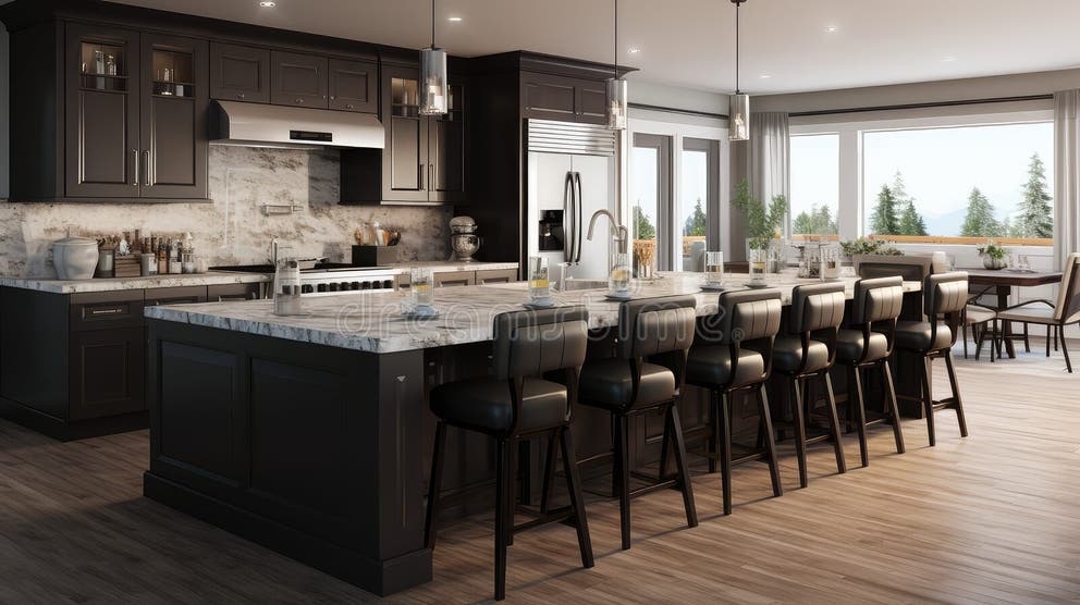 Spacious Kitchen Counter Angle Stock Illustration - Illustration of ...