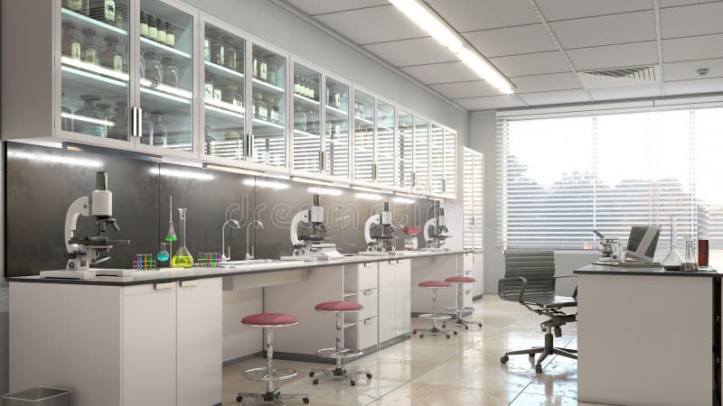 Spacious Laboratory Interior. Stock Illustration - Illustration of ...