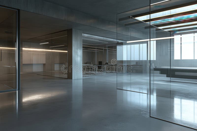 A Spacious, Large Empty Room Featuring Numerous Windows and a Concrete ...