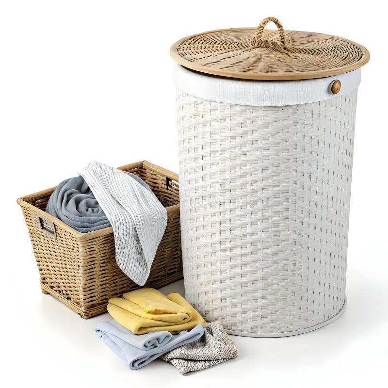 Laundry Hamper Isolated on White Background Stock Illustration ...