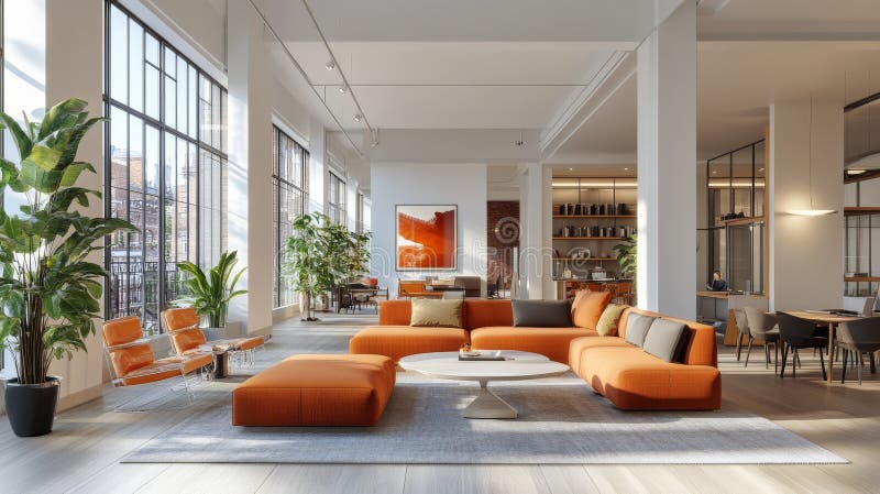 Spacious Library Interior Filled with Plants, Natural Light, and ...