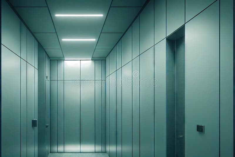 Spacious Lift Doors Made of Glossy Material with Illumination on ...