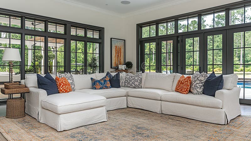 Spacious, Light-filled Living Room with a Comfortable Sectional Sofa ...