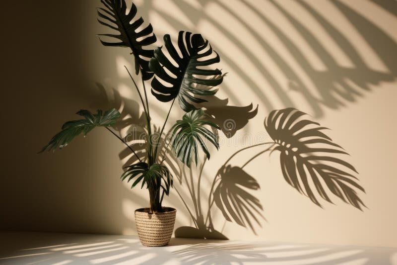 Shadow of Plant on Wall stock photo. Image of shadowplay - 315405112