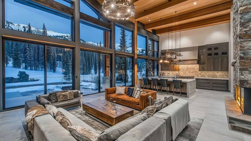 A Spacious Living Area with Extensive Windows Provides a Stunning ...