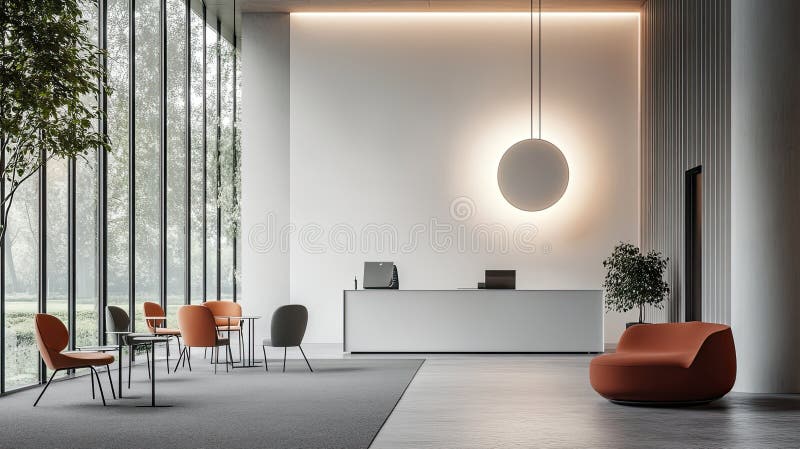 Modern Lobby Interior with Natural Light and Minimalist Design Stock ...