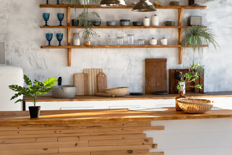 Spacious Loft Industrial Open Space Kitchen Studio Interior with ...