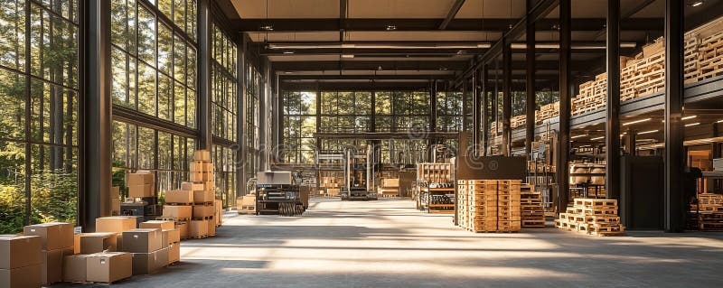 Spacious Logistics Warehouse Natural Light Showcasing Modern ...