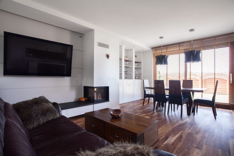 Spacious Lounge and Dining Area Stock Photo - Image of comfortable ...