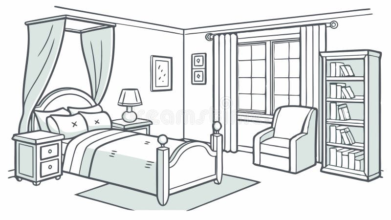 Spacious Master Bedroom: Elegant Design Ample Space, Vector Design ...