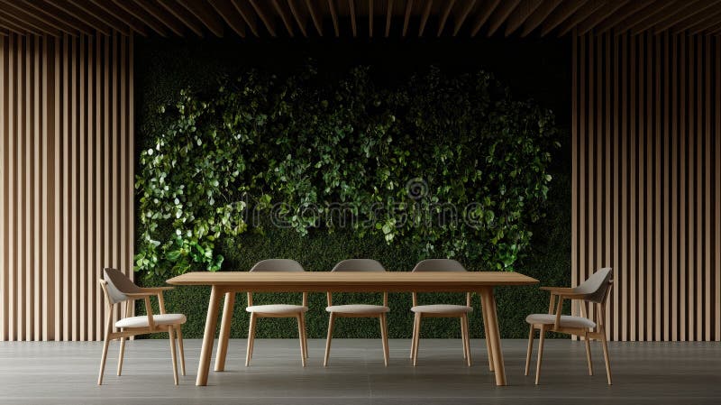 Spacious Meeting Room Features a Green Living Wall, Panoramic Windows ...