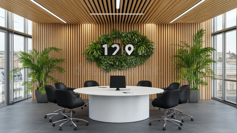 Spacious Meeting Room Features a Green Living Wall, Panoramic Windows ...