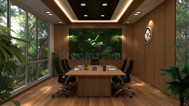 Spacious Meeting Room Features a Green Living Wall, Panoramic Windows ...