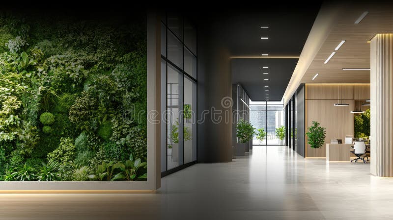 Spacious Meeting Room Features a Green Living Wall, Panoramic Windows ...