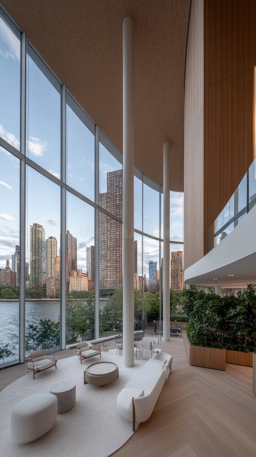Spacious Meeting Room Features a Green Living Wall, Panoramic Windows ...
