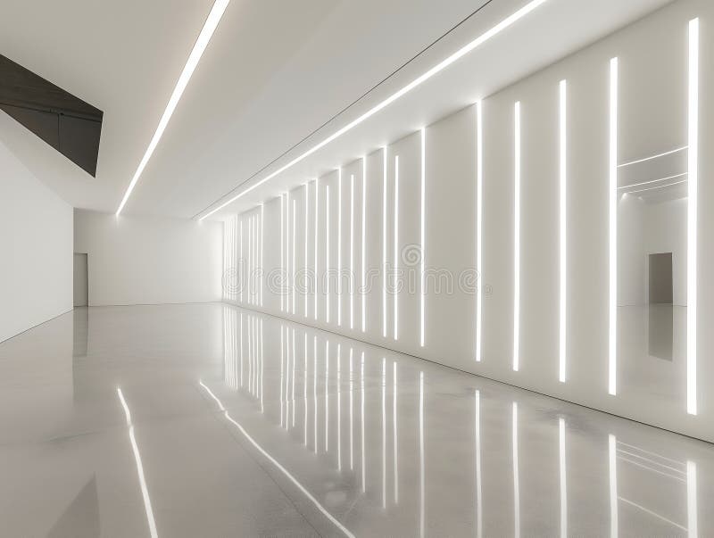 Modern Minimalist Interior with Linear Lighting Stock Image - Image of ...