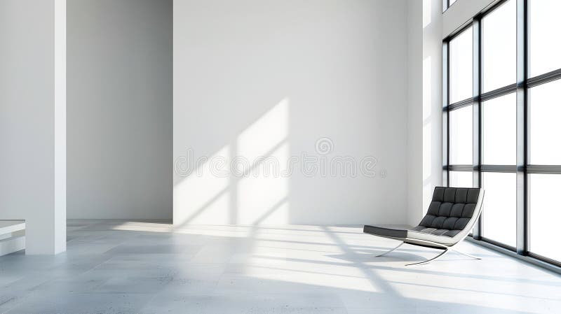 A Spacious Minimalist Room with a Large Window that Casts Dramatic ...