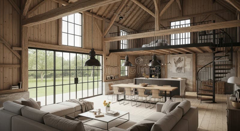 Interior Design Modern Loft Dining Room Stock Illustrations – 35,870 ...