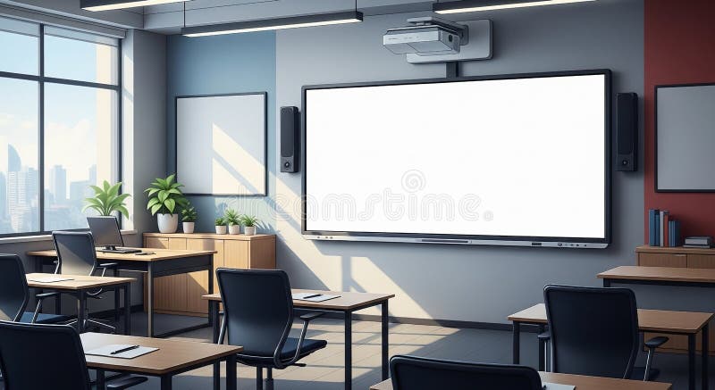 Spacious Modern Classroom with an Interactive Smartboard, Projector ...
