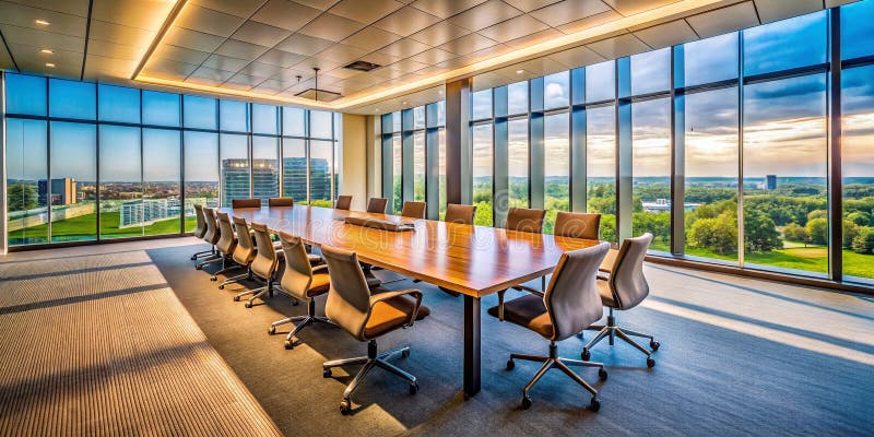 Spacious Modern Conference Room Awaits Panoramic View of Empty Event ...