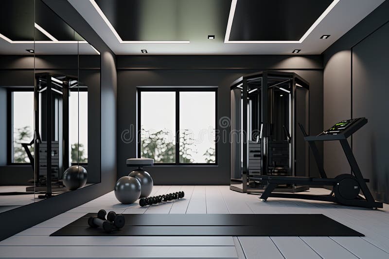 A Spacious Modern Gym. Generative AI Stock Illustration - Illustration ...