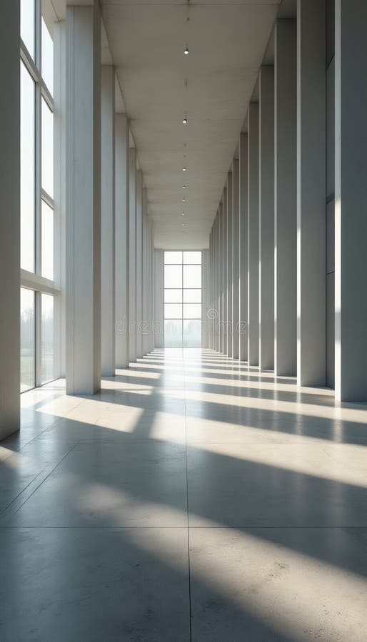 Modern Minimalist Hallway with Dramatic Light Stock Image - Image of ...