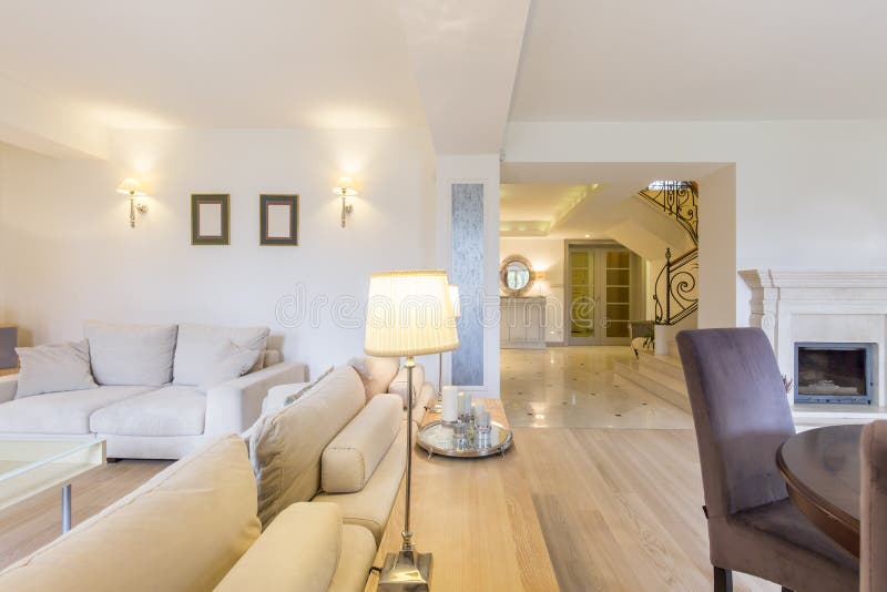 Spacious modern house stock photo. Image of lamp, people - 78323094