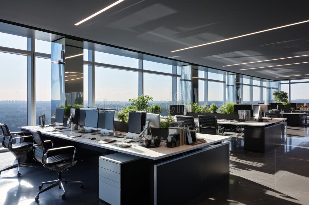 Spacious and Modern Interior of a Contemporary Office Building with ...