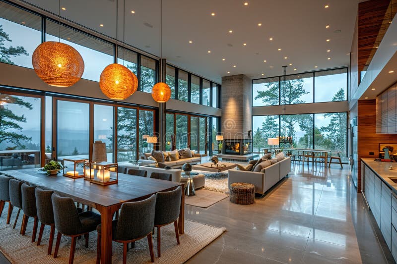 Modern Open Plan Interior Design Stock Illustration - Illustration of ...