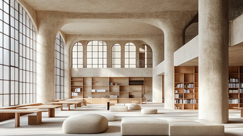 Spacious Modern Interior with High Ceilings and Large Windows for ...