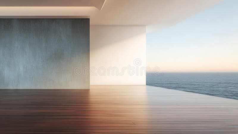 Spacious Modern Interior with Sweeping Ocean View and Minimalist Design ...