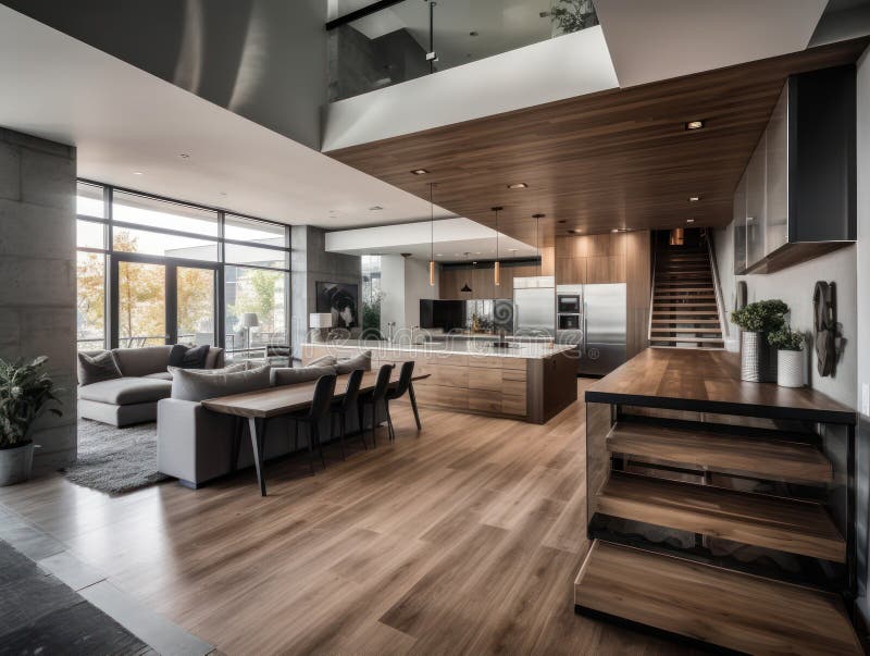 Spacious Modern Kitchen and Dining Area. Generative AI Stock Photo ...