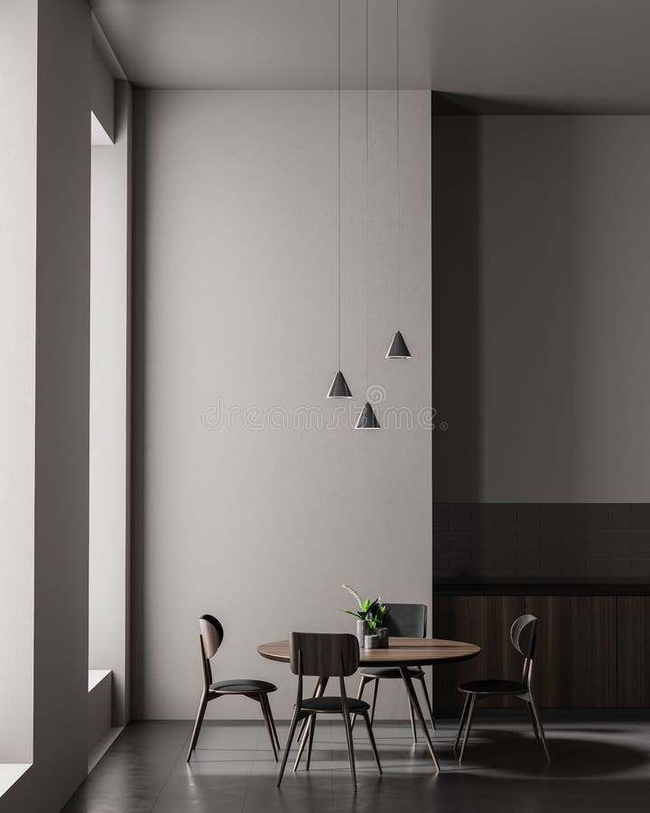 Spacious Modern Kitchen with Dining Table. Minimalist Dining Room ...