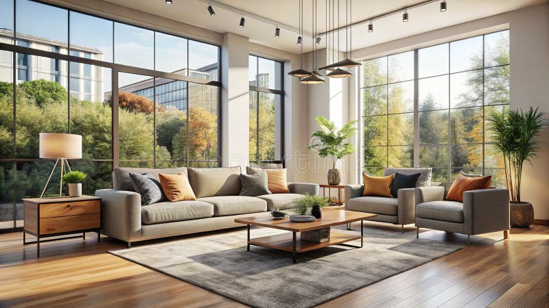 Spacious Modern Living Room with Large Windows a Stunning Example of ...
