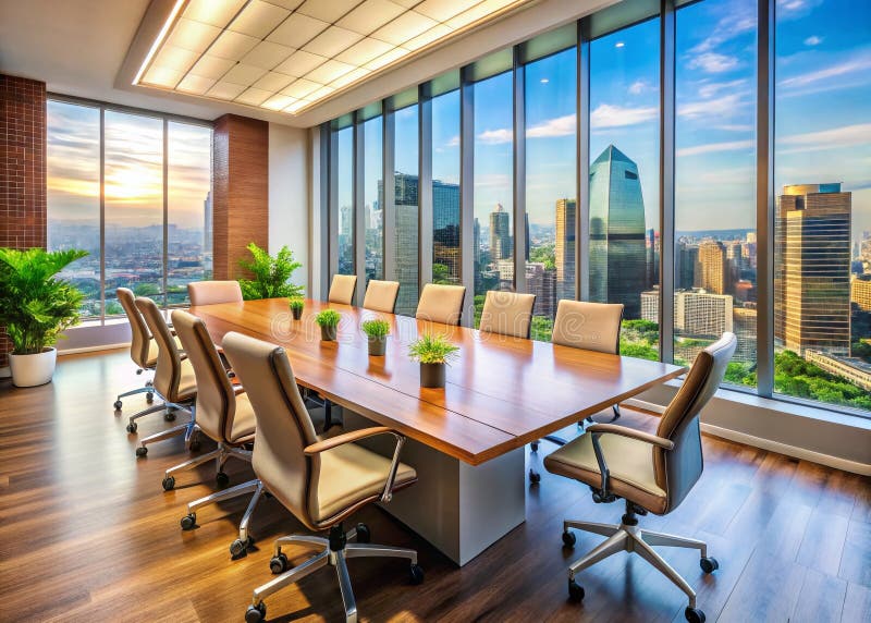 Spacious Modern Meeting Room with Natural Light and Ergonomic Seating ...