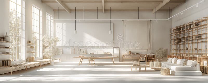 Spacious Modern Minimalist Studio with Natural Light Stock Photo ...