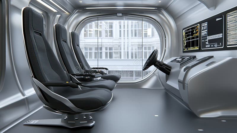 Spacious Modern Motorboat Features Gray Interior Steering Wheel Control ...