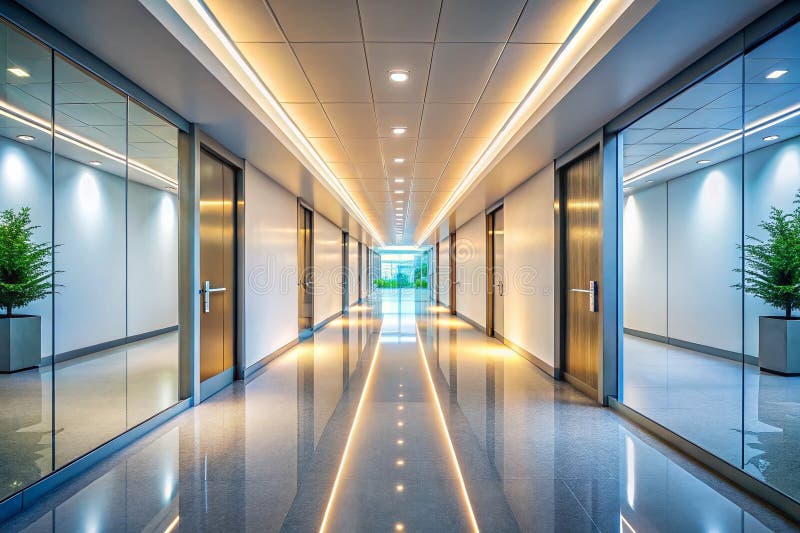 Spacious Modern Office Corridor a Perspective on Contemporary ...