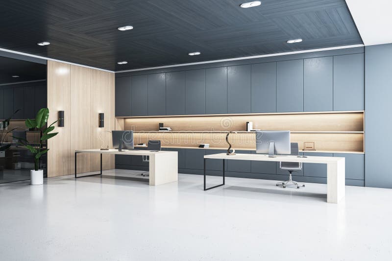 Spacious Office Interior, Clean Lines and Minimalist Design, Urban ...