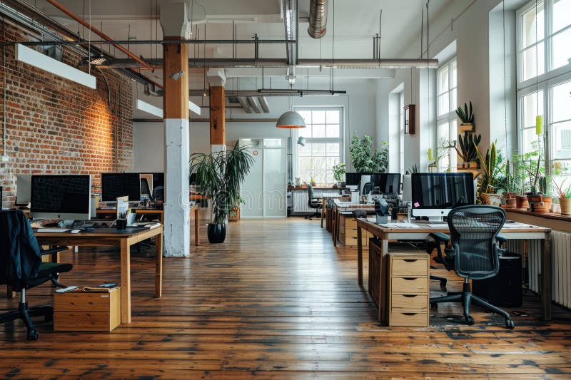 Spacious Modern Office with Wooden Floors and Natural Light in a ...