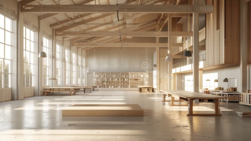 Spacious and Modern Open Concept Workshop with Empty Versatile Areas ...