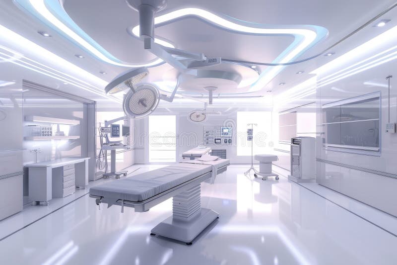 Spacious Modern Operating Room with White Background, Fully Equipped ...