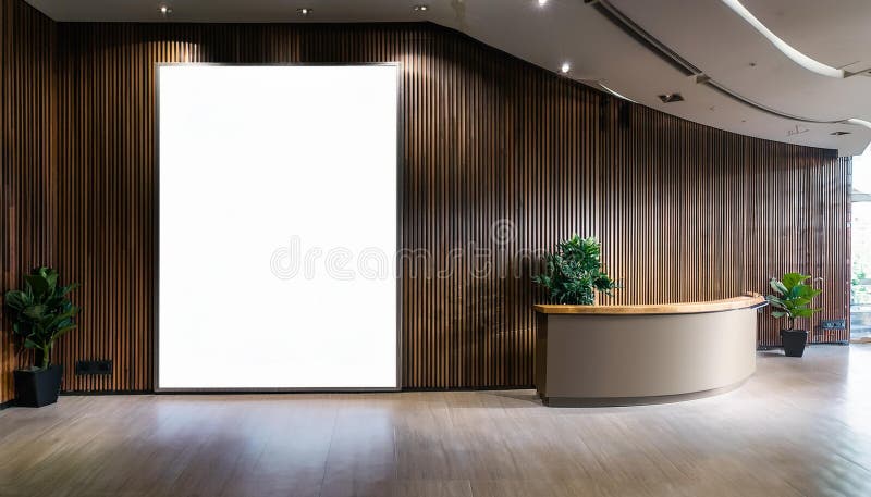 Spacious Modern Reception Area with Large Vertical Poster Frame for ...