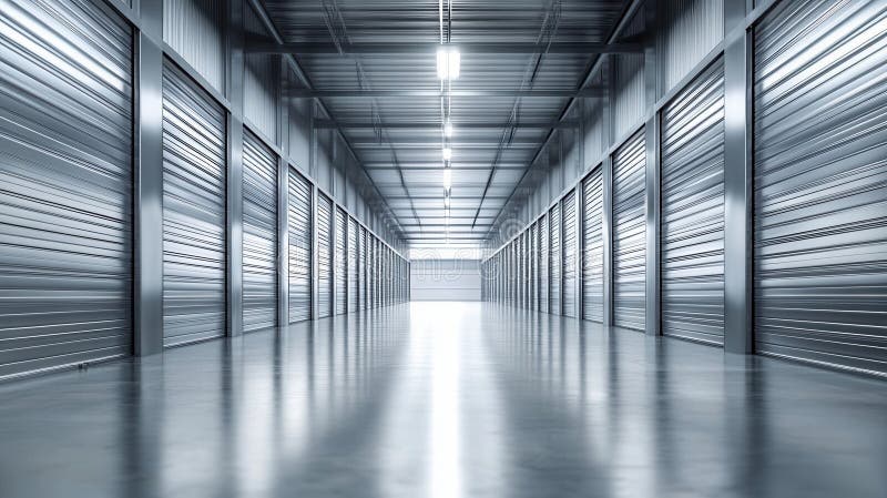 A Spacious, Modern Storage Facility with Metallic Doors and Bright ...