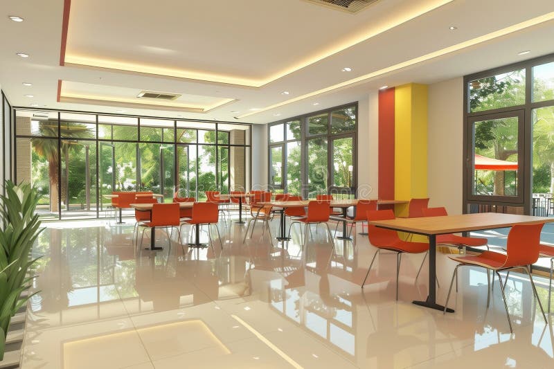 A Spacious and Modern Student Lounge Featuring Dining Tables and ...
